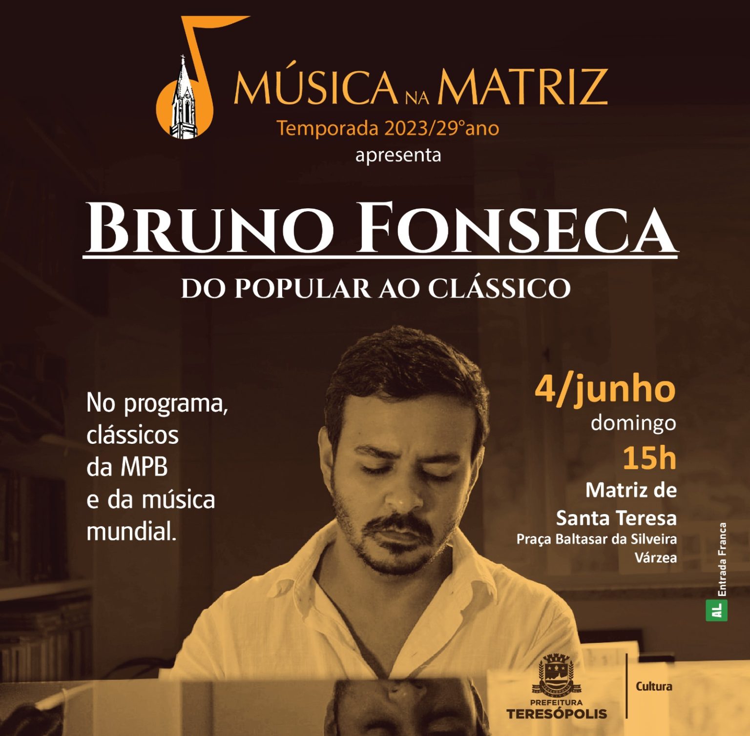 Música na Matriz, em Teresópolis, tem concerto de Bruno Fonseca – TVC16